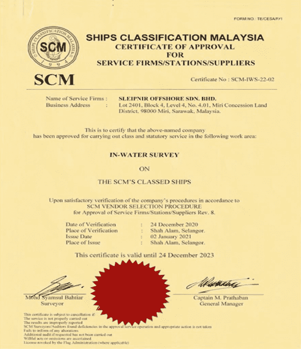 Our Certification and Licenses – Sleipnir Offshore Sdn. Bhd.